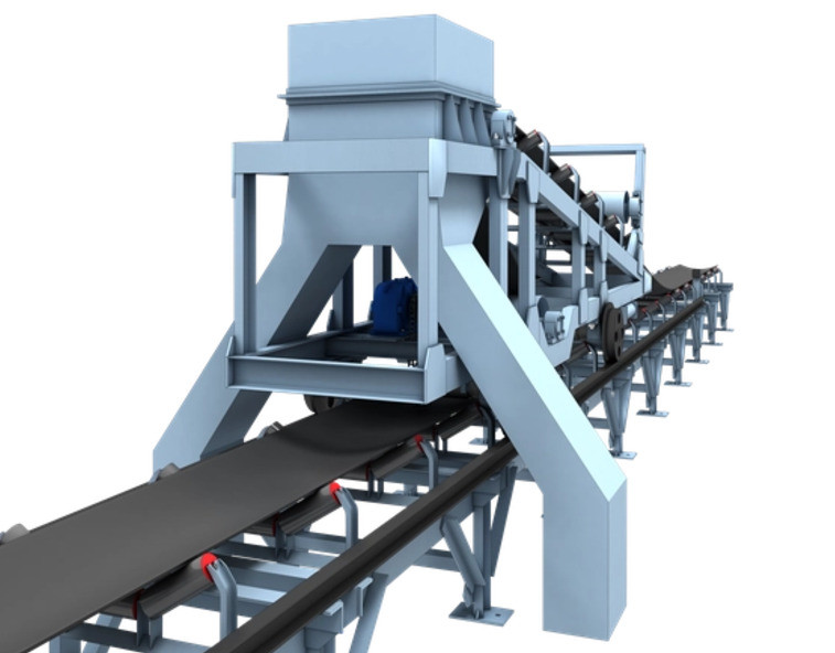 Traveling Tripper Belt Conveyor. Transportator Bahan Bulk de Banda ...